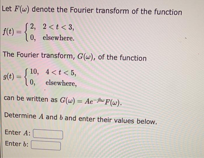 Solved Let F(ω) denote the Fourier transform of the function | Chegg.com