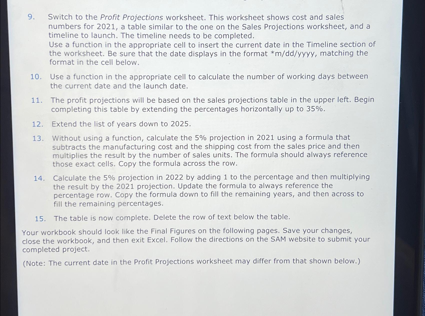 Solved Switch to the Profit Projections worksheet. This | Chegg.com