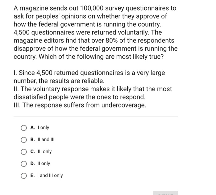 Solved A magazine sends out 100,000 survey questionnaires to | Chegg.com