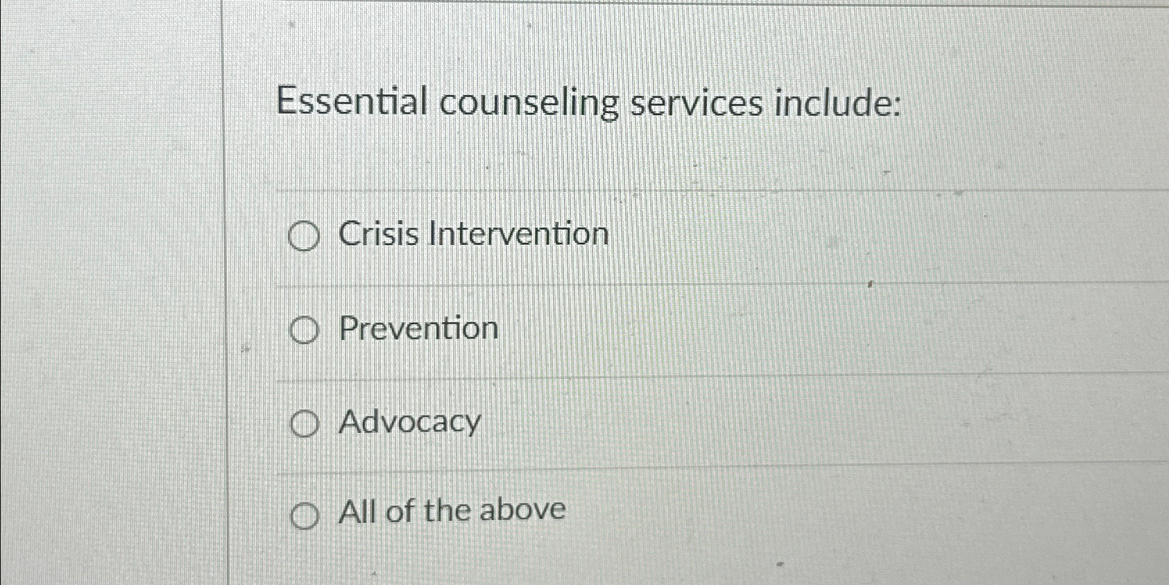 Solved Essential counseling services include:Crisis | Chegg.com