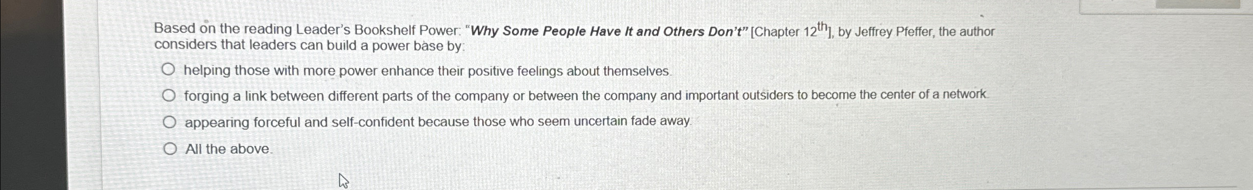Solved Based on the reading Leader's Bookshelf Power: "Why | Chegg.com