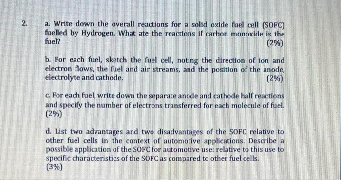 Solved 2. a. Write down the overall reactions for a solid | Chegg.com