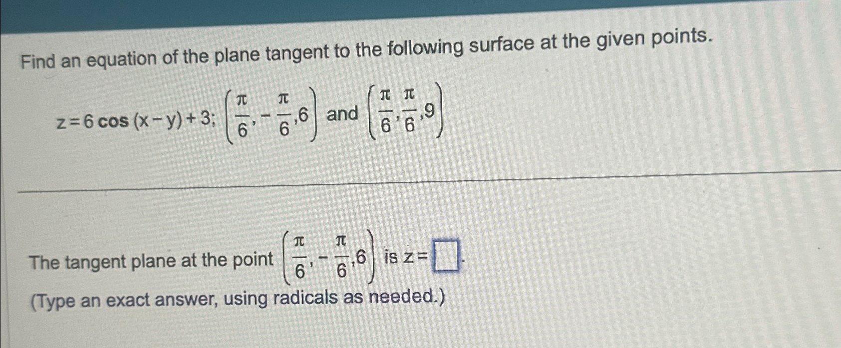 Solved Find an equation of the plane tangent to the | Chegg.com