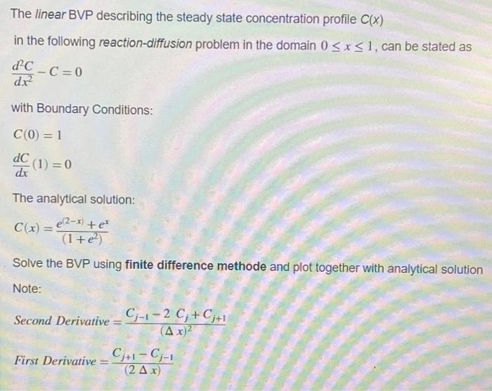 Solved The linear BVP describing the steady state | Chegg.com