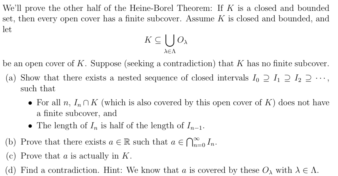 Solved We'll prove the other half of the Heine-Borel | Chegg.com
