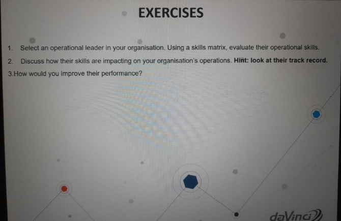 Solved EXERCISESSelect an operational leader in your | Chegg.com