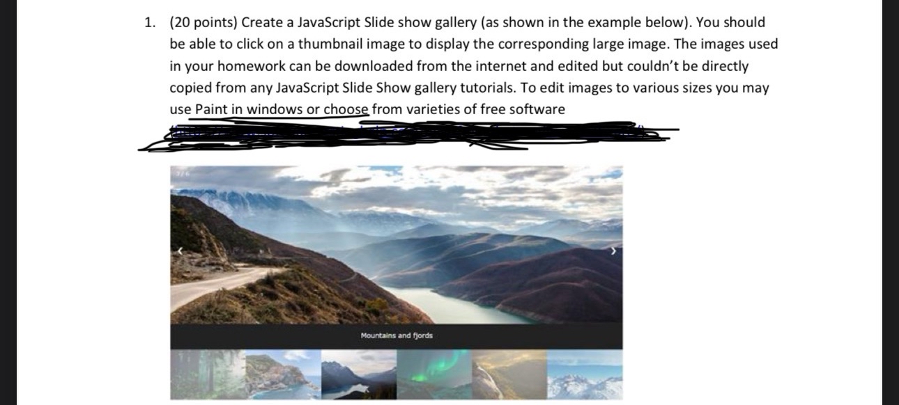 Solved (20 ﻿points) ﻿Create a JavaScript Slide show gallery | Chegg.com