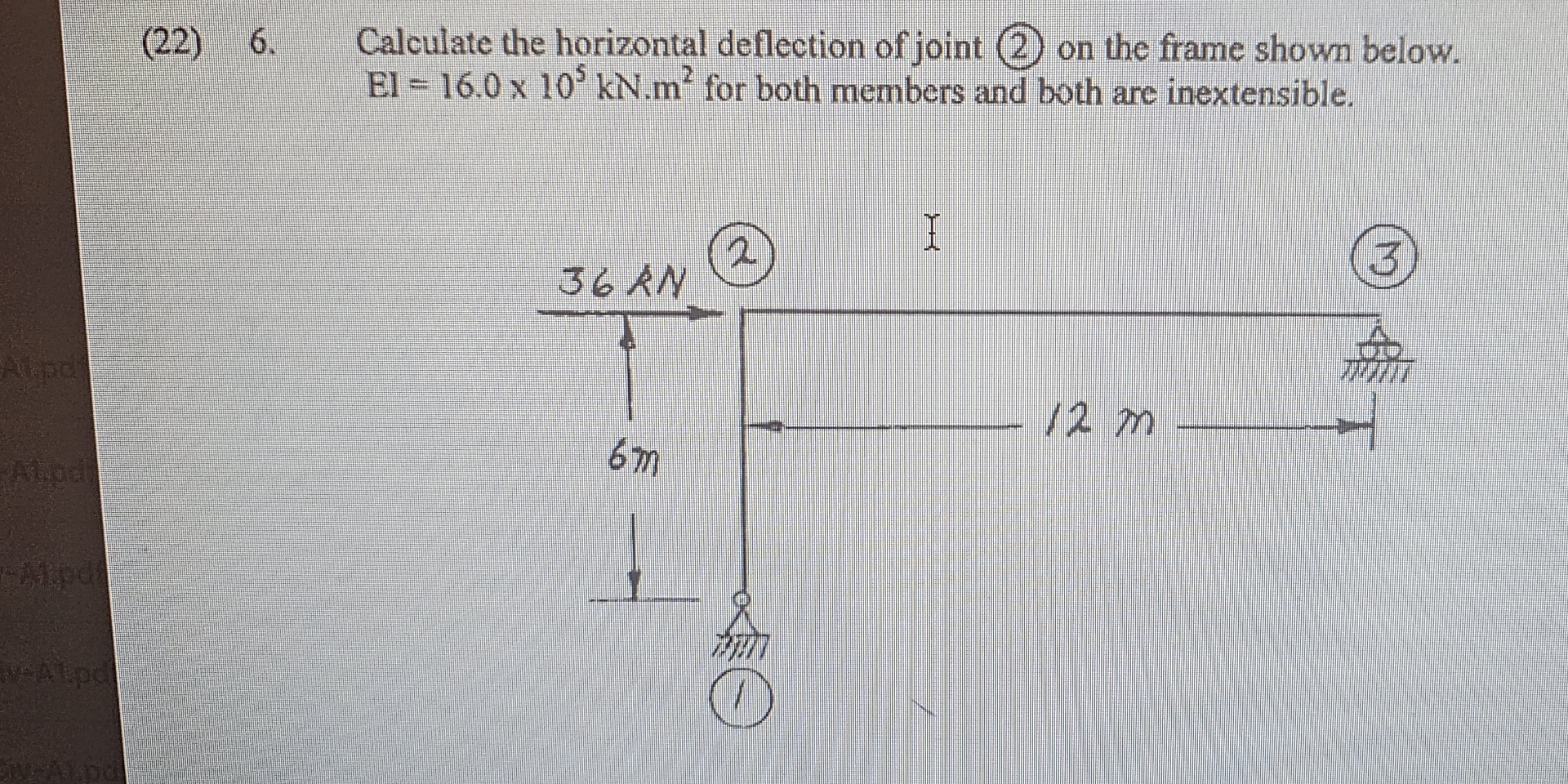 Solved (22) 6. ﻿Calculate the horizontal deflection of joint | Chegg.com