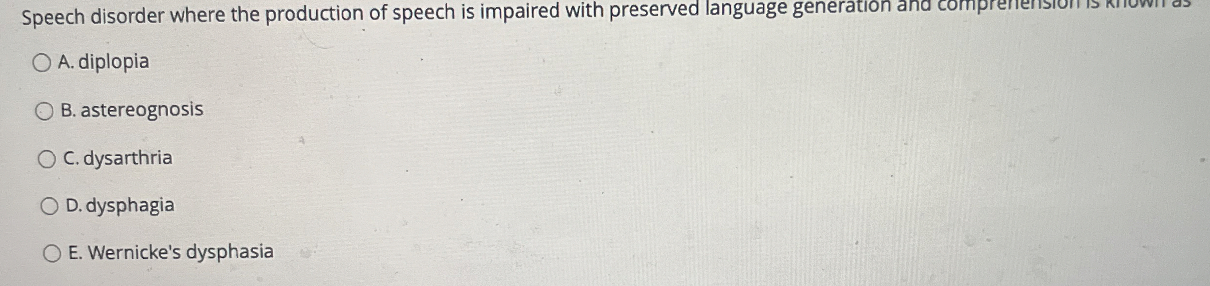 Solved Speech disorder where the production of speech is | Chegg.com
