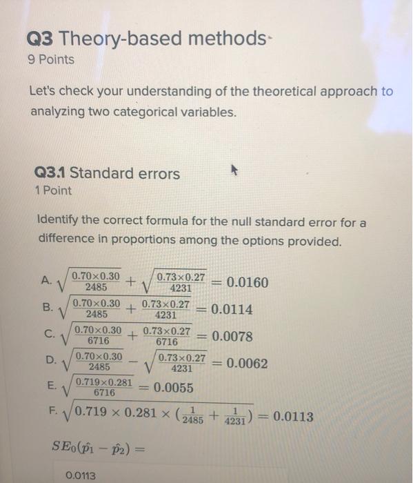 Solved Q3 Theory-based methods 9 Points Let's check your | Chegg.com
