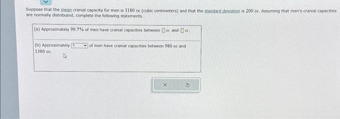 Solved Suppose that the mean cranial capacity for men is | Chegg.com