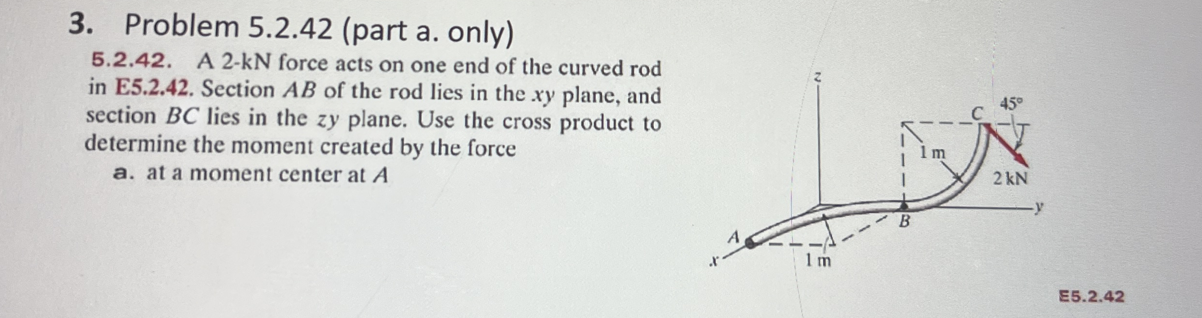Solved Problem 5.2 .42 (part a. ﻿only)5.2.42. ﻿A 2-kN ﻿force | Chegg.com
