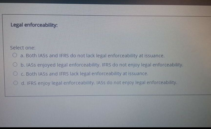 Solved Legal enforceability: Select one: O a. Both (Ass and | Chegg.com