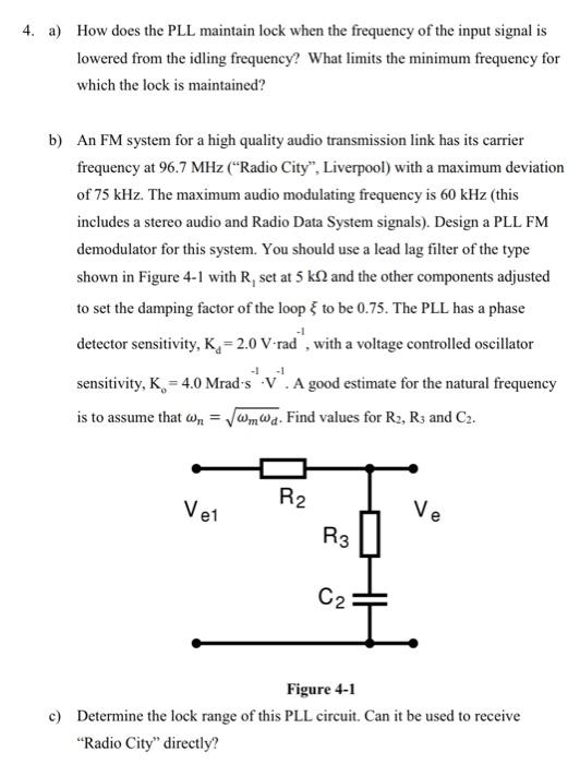 Solved a) How does the PLL maintain lock when the frequency | Chegg.com
