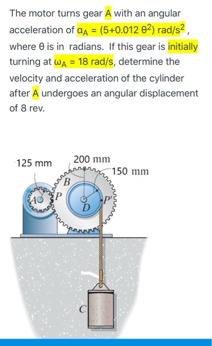 Solved The motor turns gear A with an angular acceleration | Chegg.com