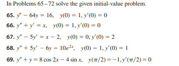 Solved In Problems 65-72 ﻿solve the given initial-value | Chegg.com