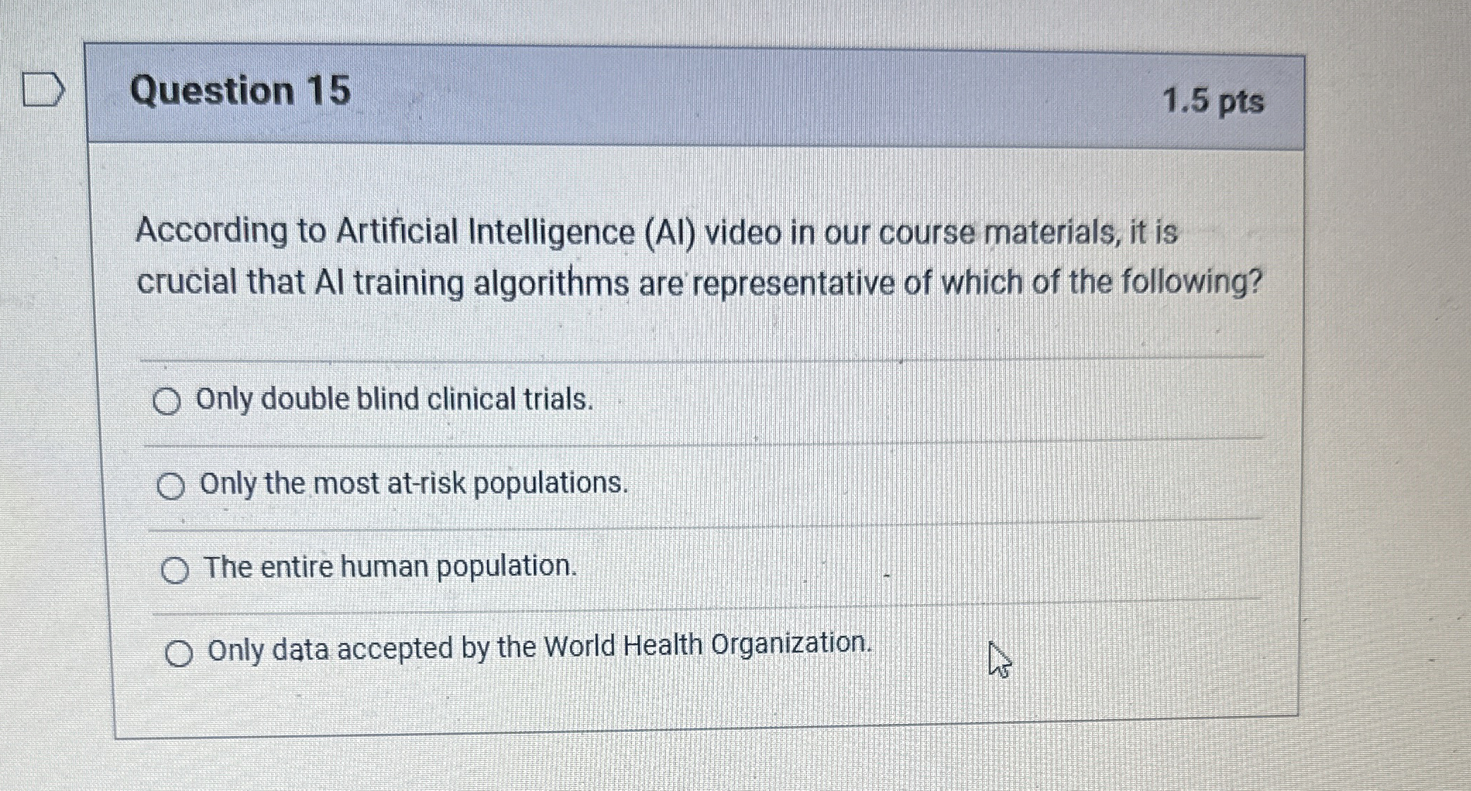 Solved Question 151.5 ﻿ptsAccording to Artificial | Chegg.com