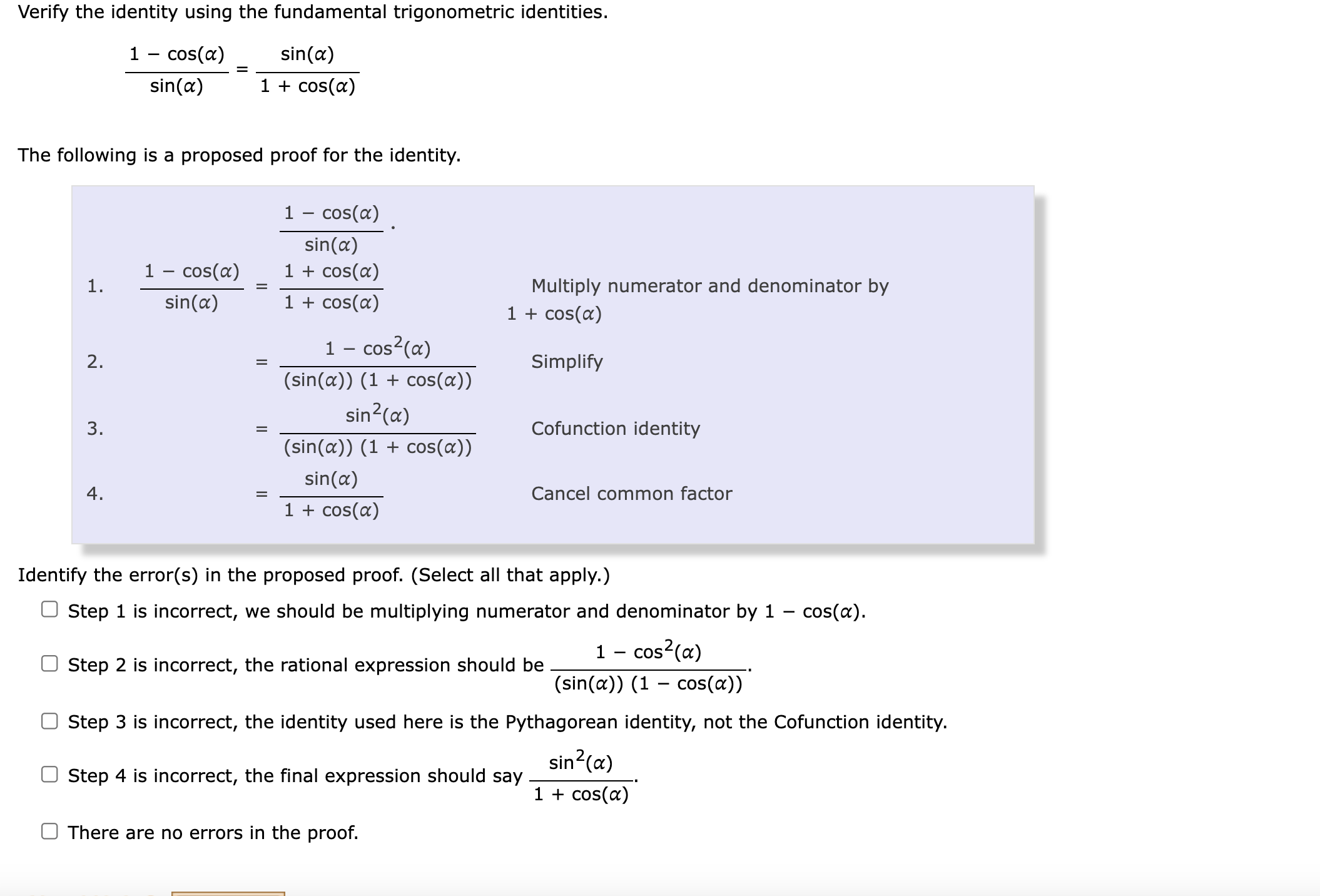 Solved Verify the identity using the fundamental | Chegg.com