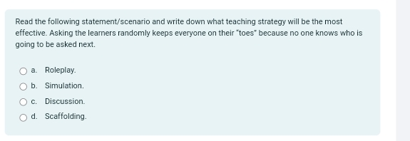 Solved Read the following statement/scenario and write down | Chegg.com