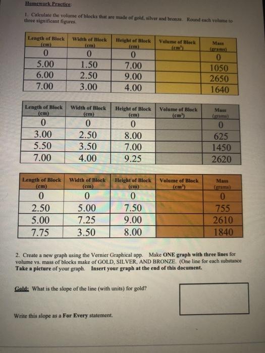 Solved Homework Practice 1. Calculate the volume of blocks | Chegg.com