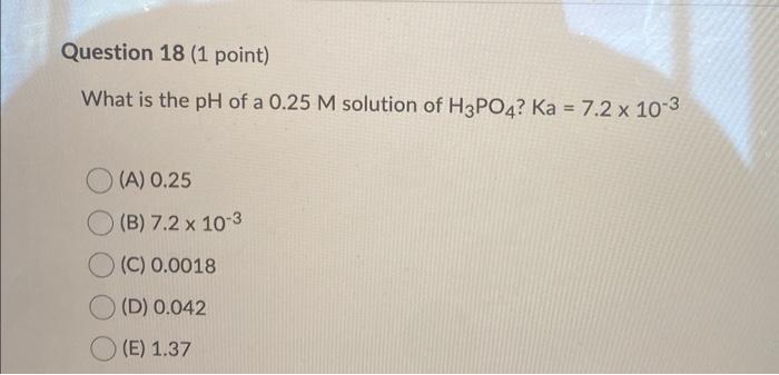 Solved What is the pH of a 0.25M solution of H3PO4 ? | Chegg.com