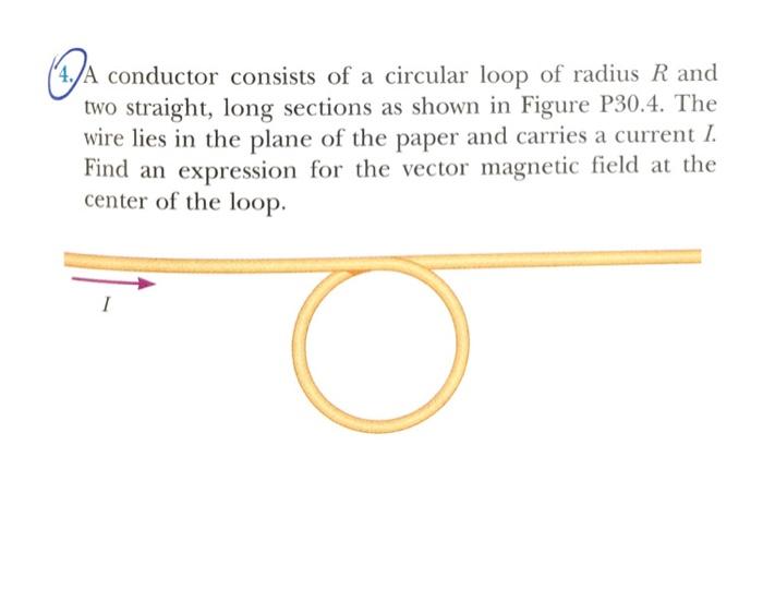 Solved (4.A conductor consists of a circular loop of radius | Chegg.com