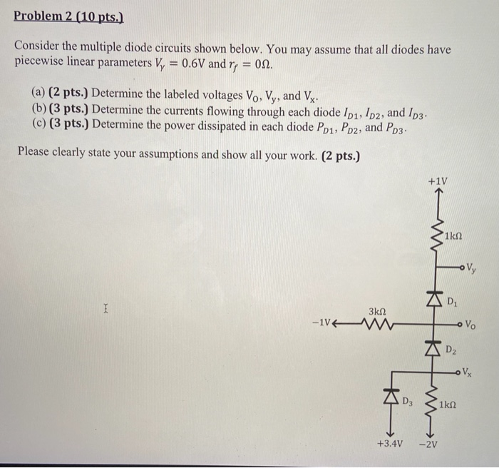 Solved Problem 2 (10 pts.) Consider the multiple diode | Chegg.com