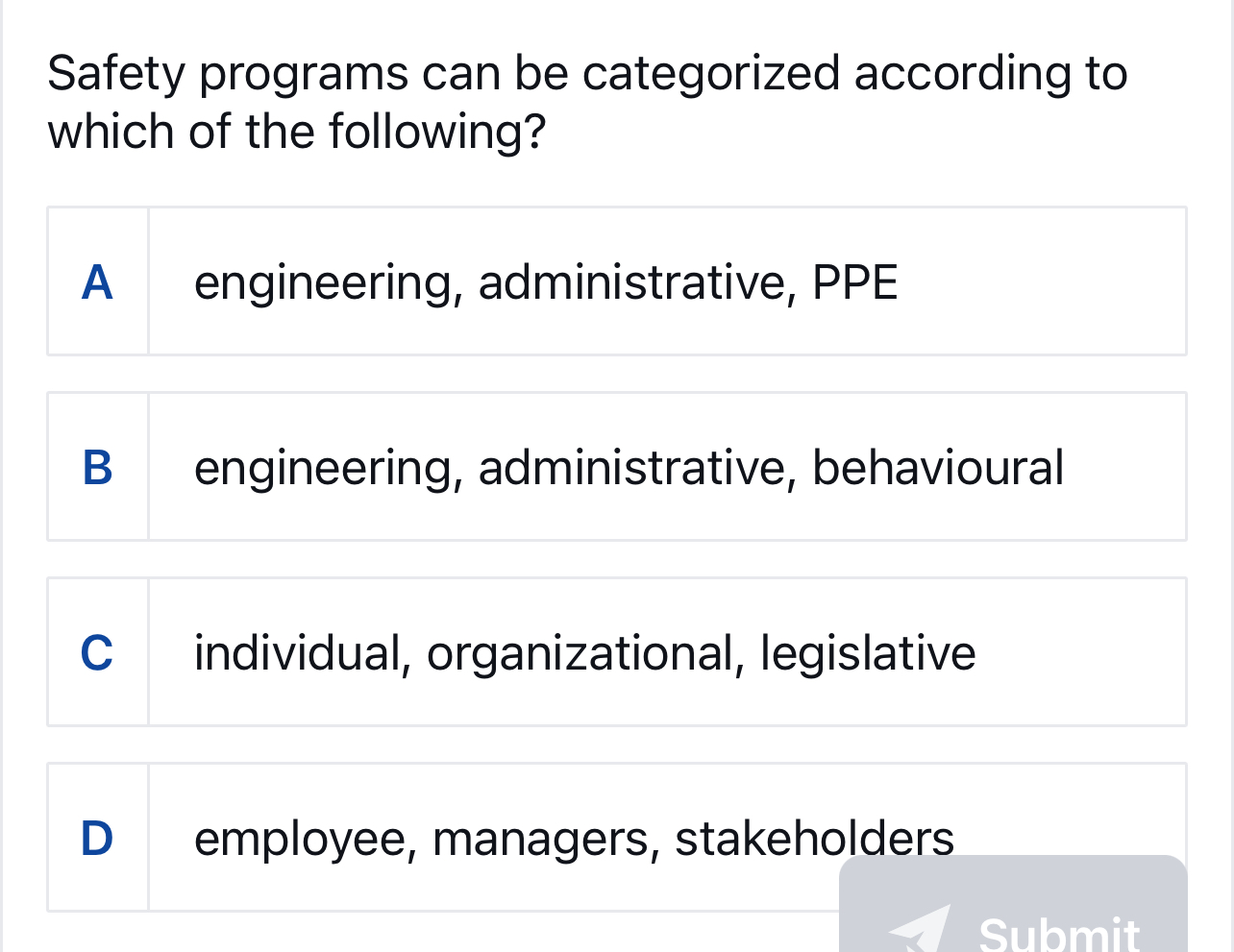 Solved Safety programs can be categorized according to which | Chegg.com