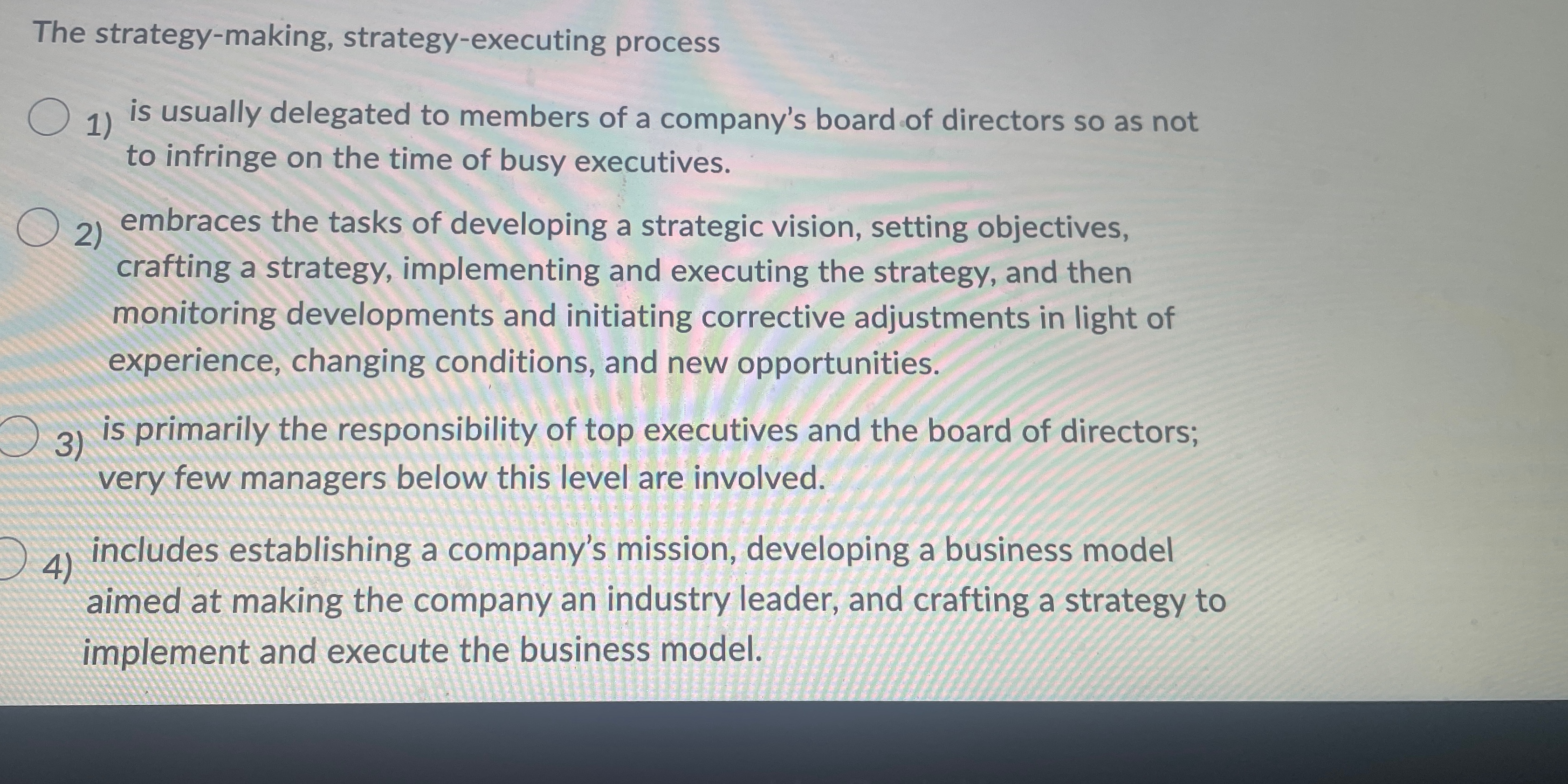 Solved The strategy-making, strategy-executing processis | Chegg.com