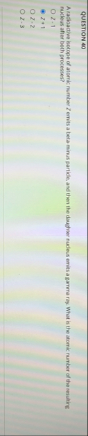 Solved QUESTION 40A radioactive isotope of atomic number Z | Chegg.com