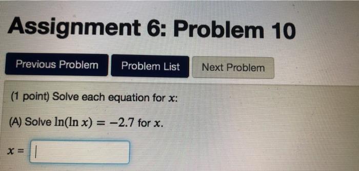 Solved Assignment 6: Problem 10 Previous Problem Problem | Chegg.com
