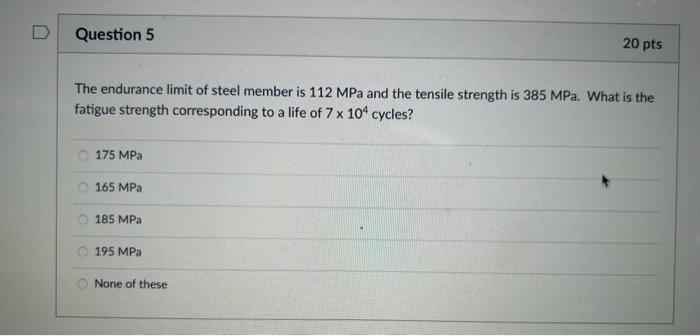 Solved The endurance limit of steel member is 112MPa and the | Chegg.com