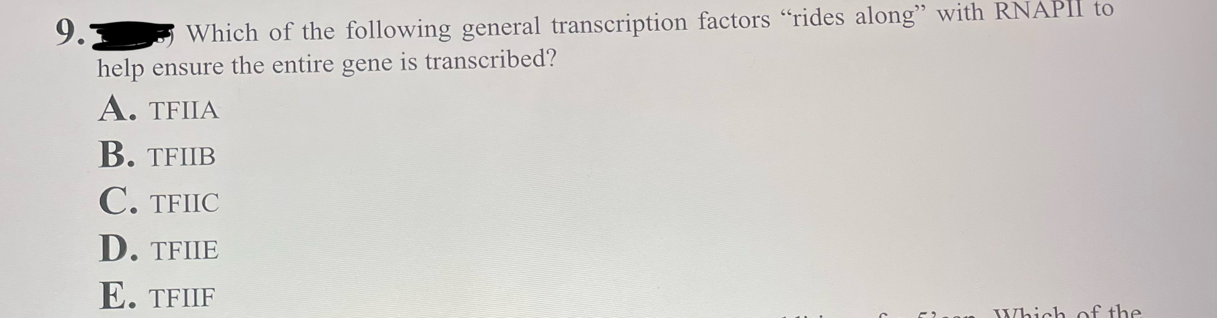 Solved Which of the following general transcription factors | Chegg.com