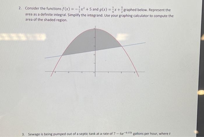 Solved 2. Consider the functions f(x)=−21x2+5 and | Chegg.com