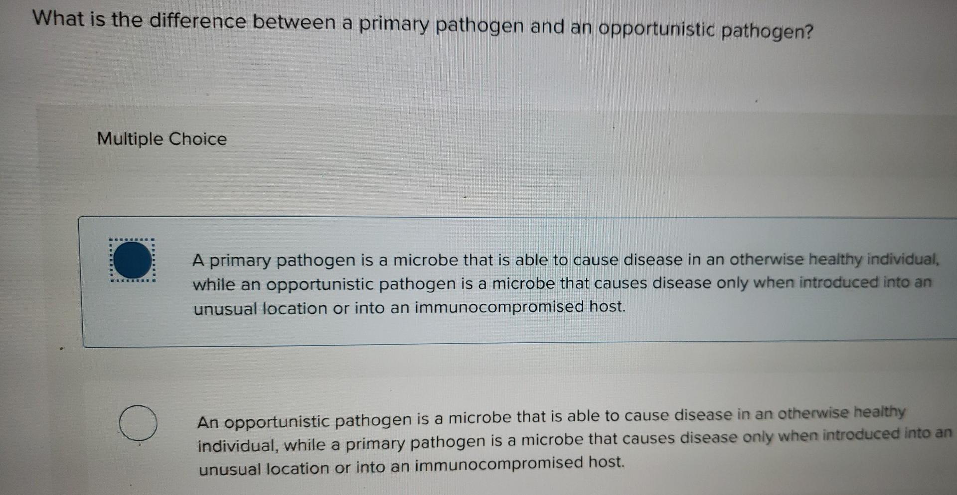Solved What is the difference between a primary pathogen and | Chegg.com