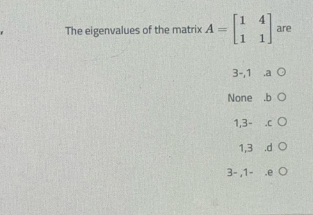 Solved The eigenvalues of the matrix A=[1411] | Chegg.com