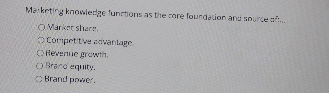 Solved Marketing knowledge functions as the core foundation | Chegg.com