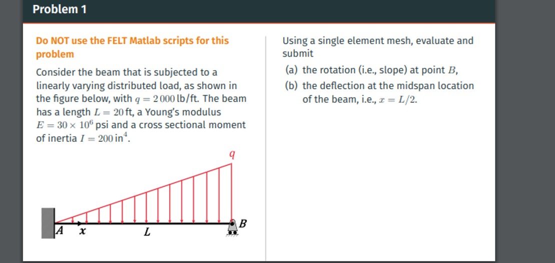 Solved Do NOT use the FELT Matlab scripts for | Chegg.com
