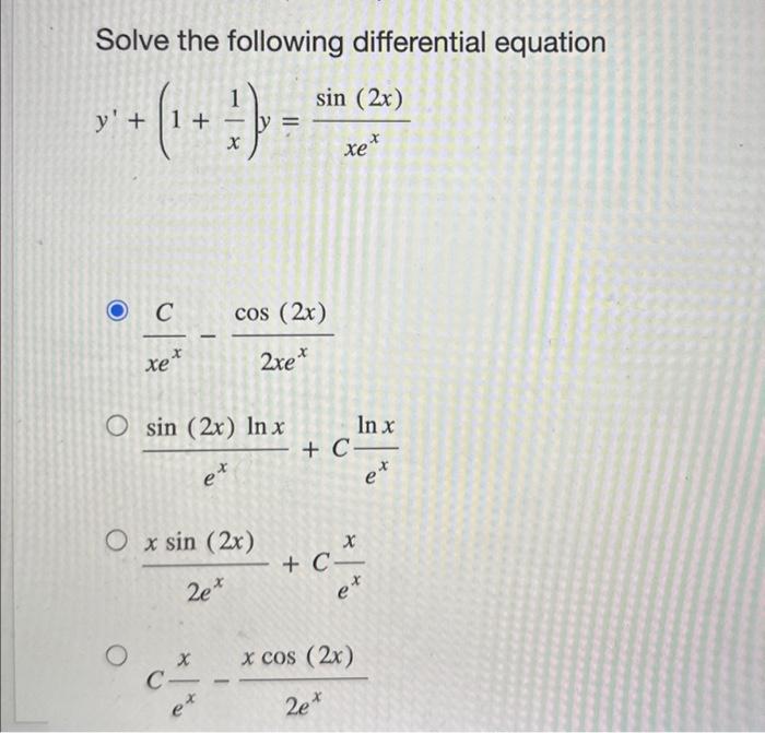 Solved Solve the following differential equation | Chegg.com