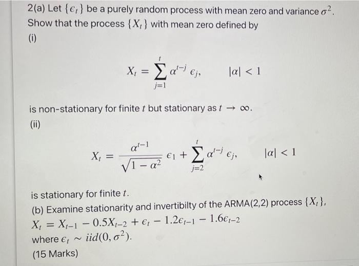 Solved 2(a) Let {c} be a purely random process with mean | Chegg.com