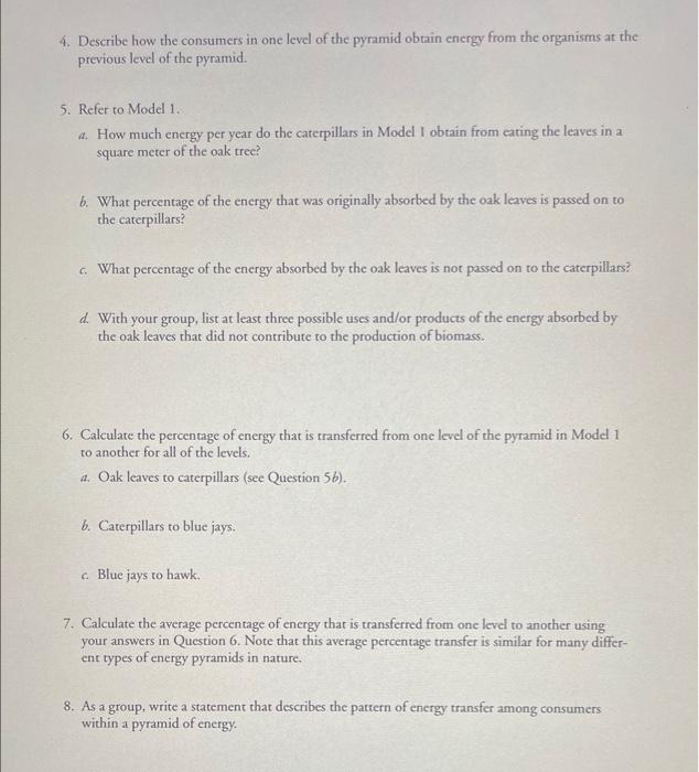 Model 1 - Pyramid of Energy 1. A unit used to measure | Chegg.com