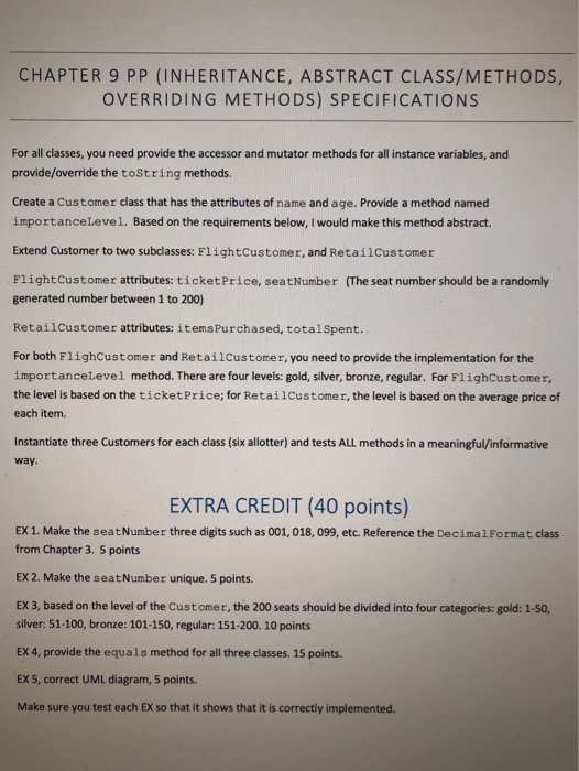 CHAPTER 9 PP (INHERITANCE, ABSTRACT CLASS/METHODS, | Chegg.com