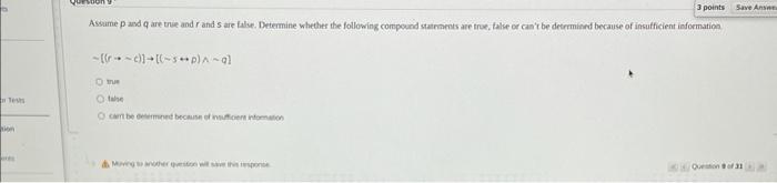 Solved Assume p and q are true and r and s are falue. | Chegg.com