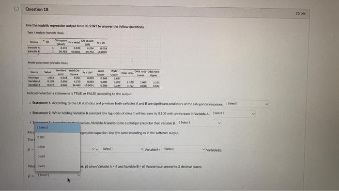 Solved Question 18 Use the logistic regression output from | Chegg.com