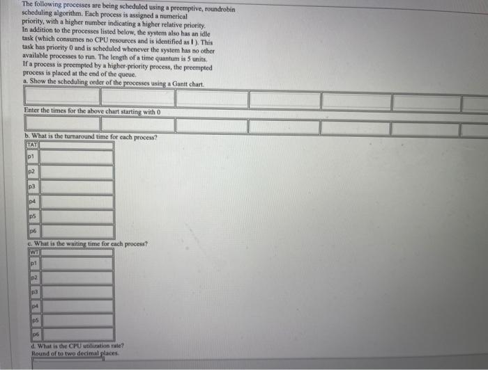 Solved The following processes are being scheduled using a | Chegg.com