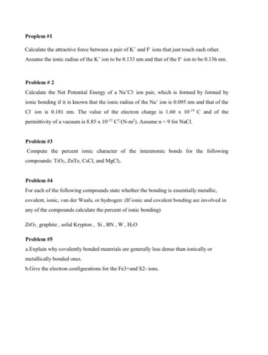 Solved Proplem #1 Calculate the attractive force between a | Chegg.com