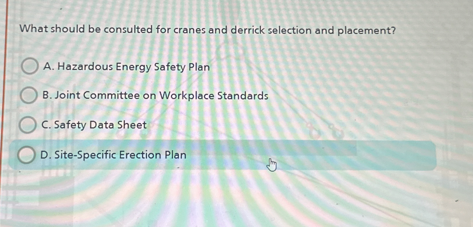 Solved What should be consulted for cranes and derrick | Chegg.com