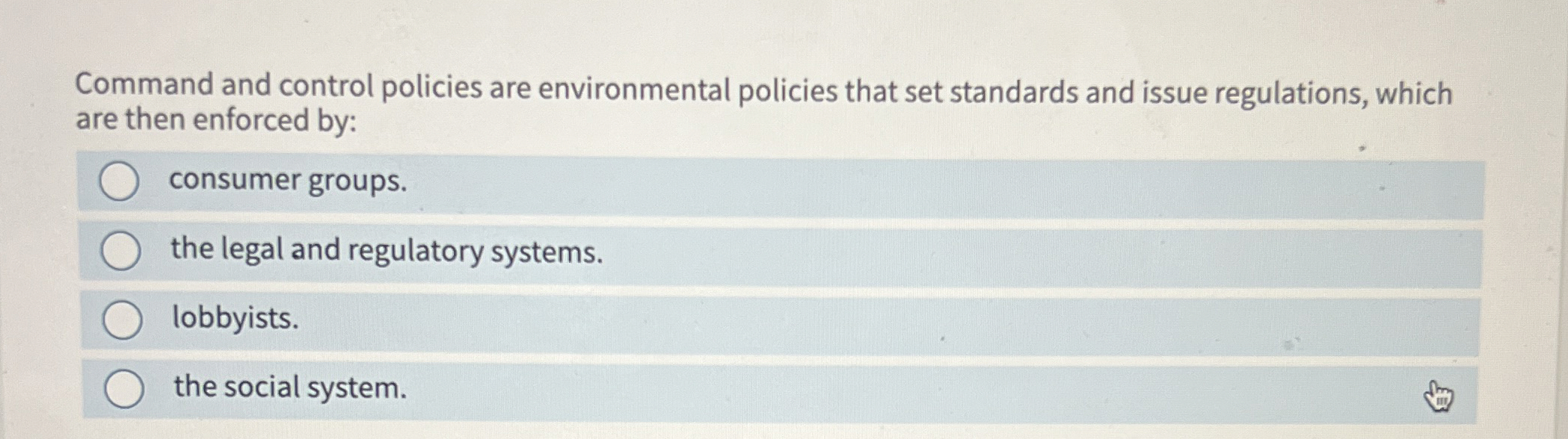 Solved Command and control policies are environmental | Chegg.com