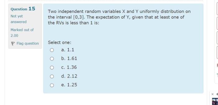 Solved Two independent random variables X and Y uniformly | Chegg.com