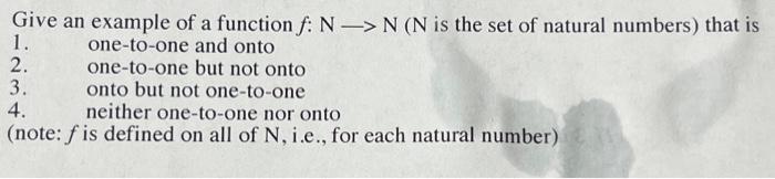 Give an example of a function f:N N ( N is the set of | Chegg.com